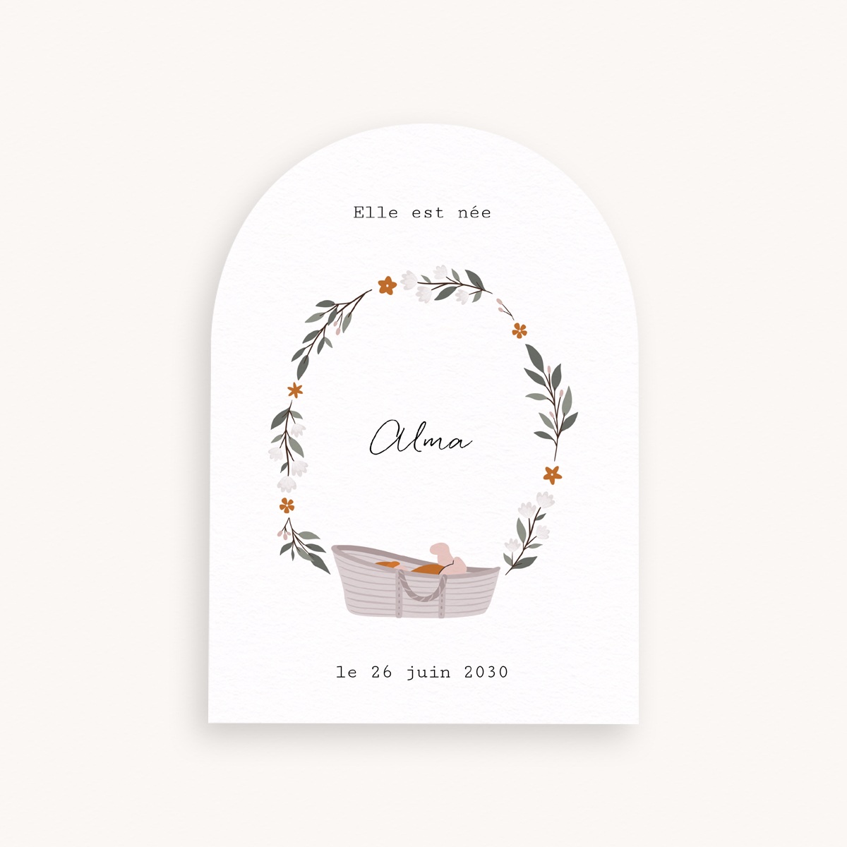 Faire-part de Naissance Berceau Printanier, Arche Simple | Echantillon ...